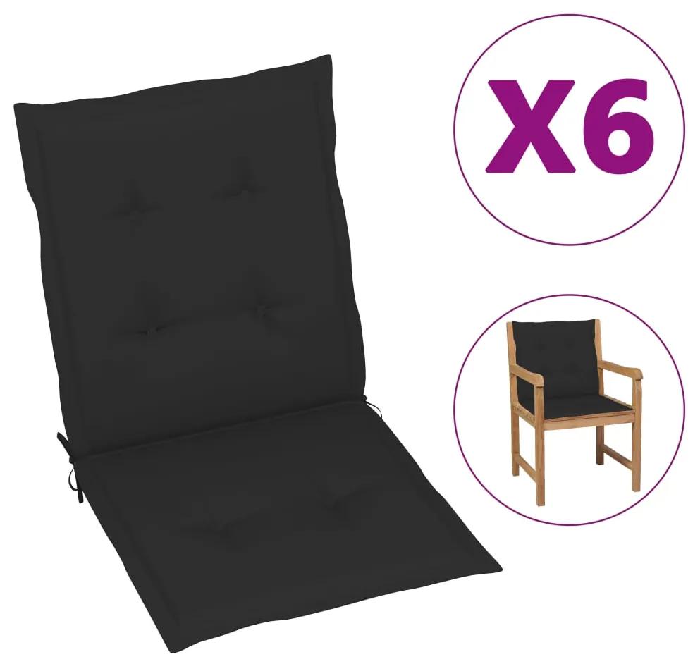 314138 vidaXL Podušky na zahradní židle 6 ks černé 100 x 50 x 4 cm