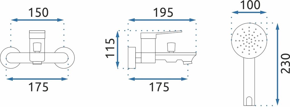 Rea Viral, vanová baterie s ruční sprchovou soupravou, zlatá lesklá, REA-B2024