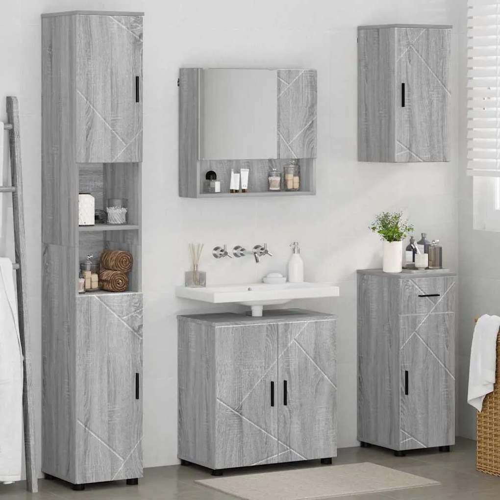Sada koupelnového nábytku 5 ks Šedá Sonoma 61 x 35 x 64 cm 3392999