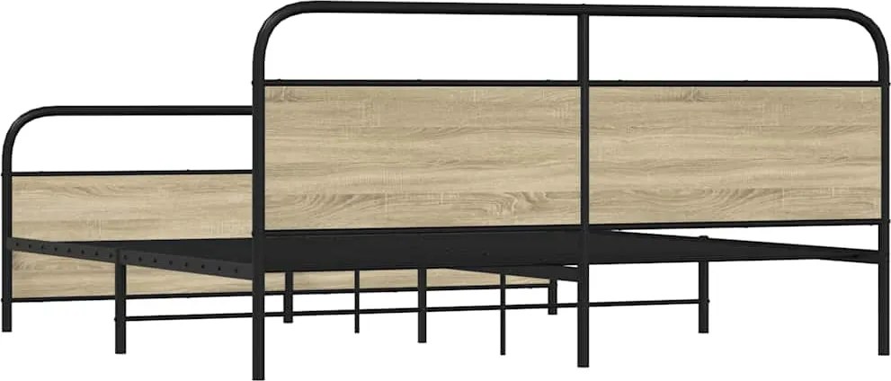 Kovový rám postele bez matrace dub sonoma 193 x 203 cm 3318654
