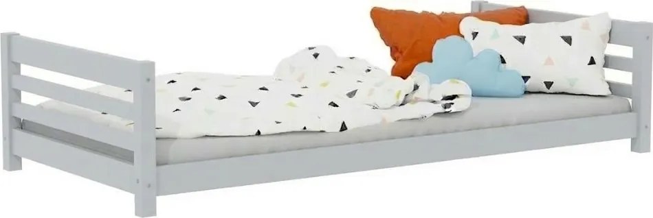 Benlemi Nízké dětské jednolůžko ze dřeva TULY se dvěma čely Zvolte barvu: Bílá, Zvolte rozměr: 120x190 cm, Zvolte zábranu: S otevřeným vstupem
