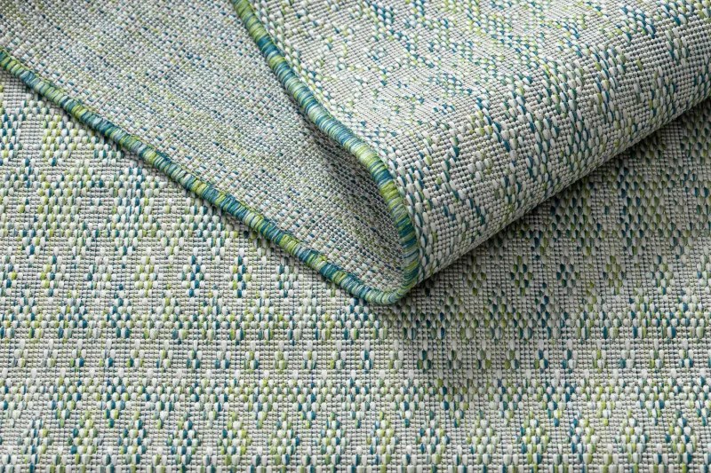 Dywany Łuszczów, Kusový koberec Sion Sisal Aztec 22184 green/blue/ecru – na ven i na doma, 120x170, zelená, chodba / předsíň
