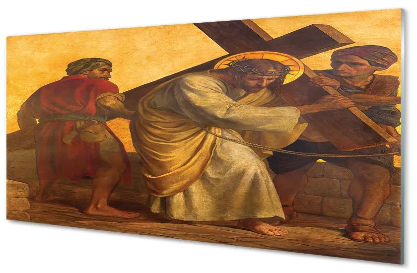akrylový obraz Jesus cross lidé 120x60 cm