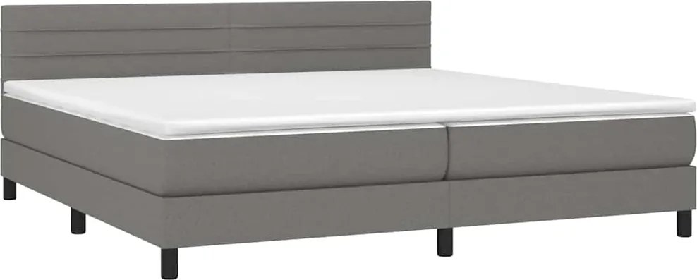 Box spring postel s matrací a LED tmavě šedá 200x200 cm textil 3133262
