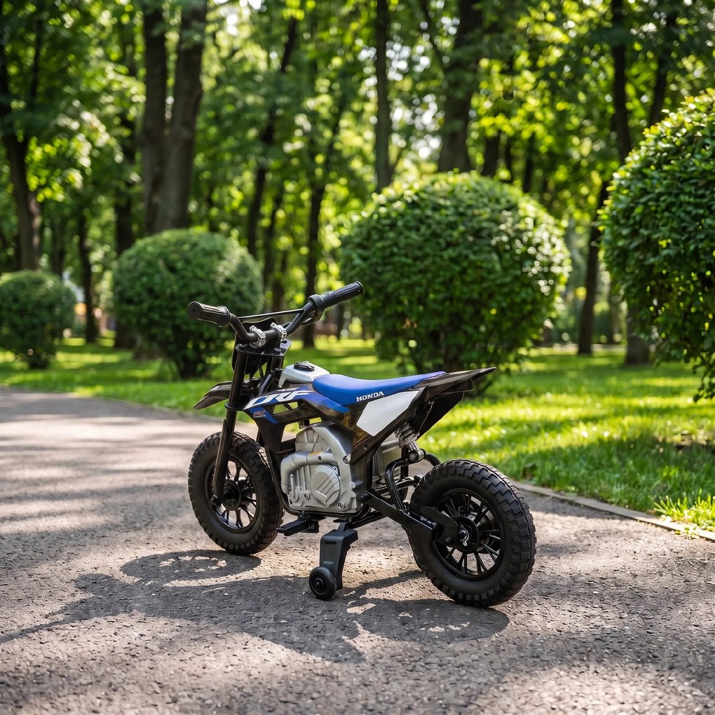 AIYAPLAY Elektro motorka pro děti HONDA CRF 450R 12V dětský motokros s 35W motorem, lithiová baterie, zadní odpružení, kola 12 palců 370-485V90BK