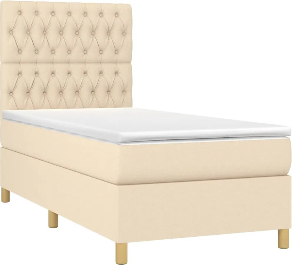 Box spring postel s matrací krémová 90x190 cm textil 3142542