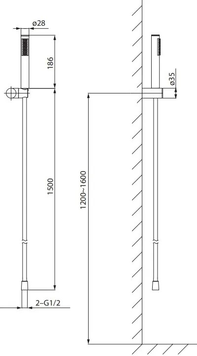 Cersanit Zen, ruční sprcha s hadicí a bodovým držákem sprchy, grafitová, S951-618