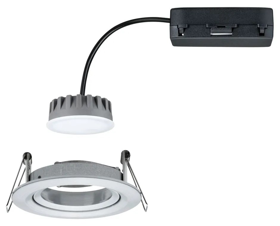 Paulmann 93902 Premium LED Slim Coin Satin, náklopná zápustná bodovka 1x6,8W LED 2700K stmívatelná, soustružený hliník, prům. 8,4cm