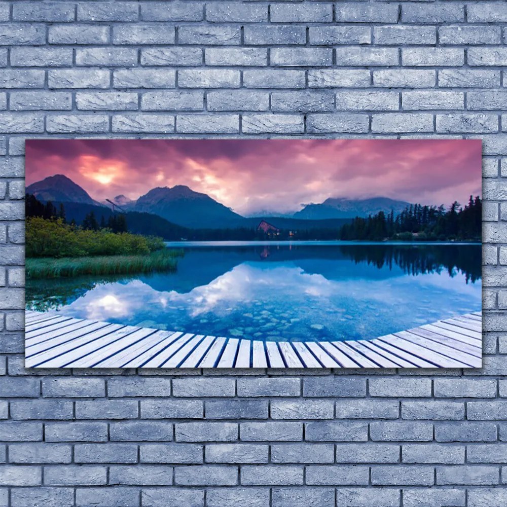 akrylový obraz Hora Jezero Krajina 120x60 cm