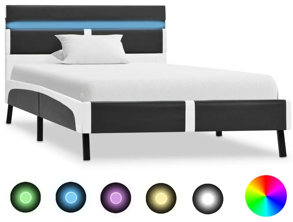 Rám postele s LED světlem šedý umělá kůže 90 x 200 cm 280307
