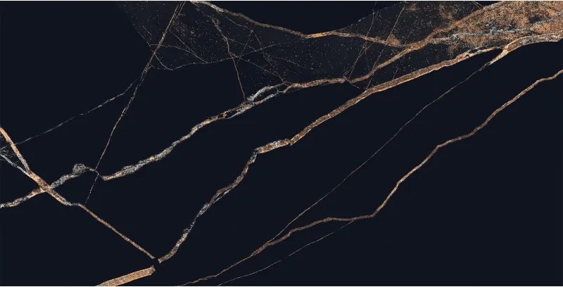 Mexen Fossil Černý leštěný rektifikovaný gres G1, dlaždice podlahově-stěnová 120 x 60 cm, vysoký lesk