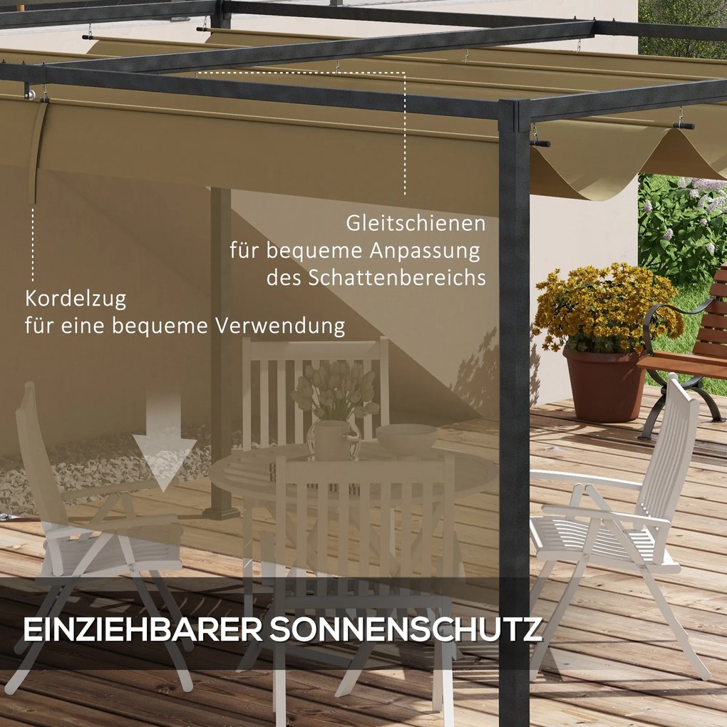 Outsunny pergola 4x3m zahradní pavilon, ocelová střecha na terasu, zahradní pavilon s nastavitelnou střechou, volně stojící, ochrana před sluncem na …