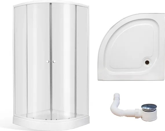 Roltechnik Outlet Čtvrtkruhový sprchový kout AVILES + vanička Varianta: rozměry: 90x90 cm - (AVILES/90x90 - 4000661), Barva profilů a typ výplně: profily: bílá, výplň: transparent