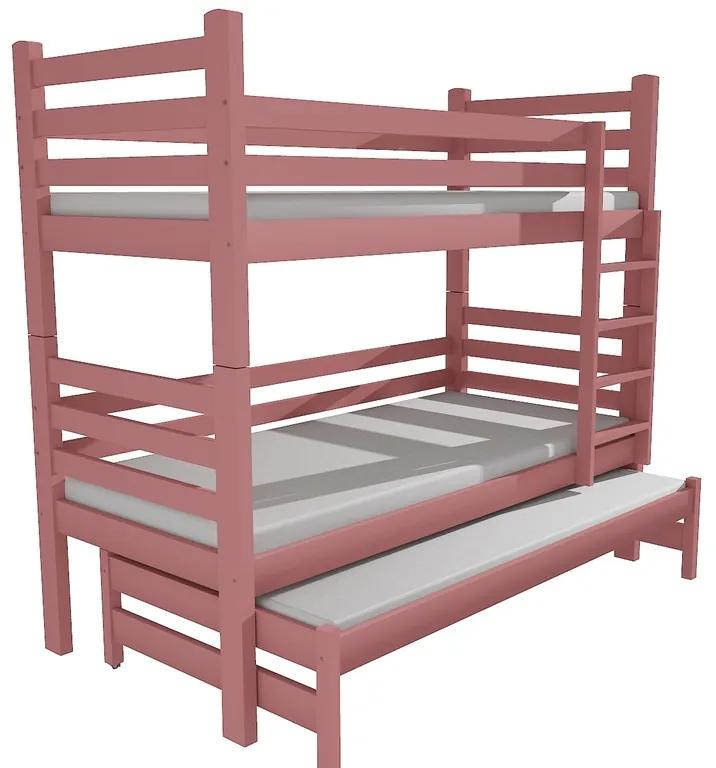 Vomaks Patrová postel s výsuvnou přistýlkou M 008 NEW* 80 x 180 cm netransparentní barva modrá 100 cm (+20 cm vsuvky mezi lůžky a prodloužený žebřík)