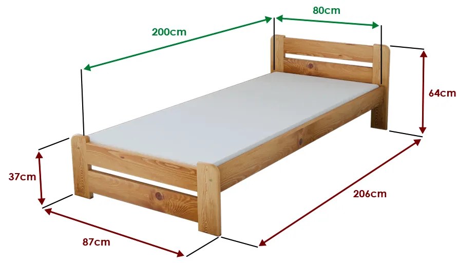 Postel Laura 80 x 200, olše Matrace: Matrace Sommera 18 cm