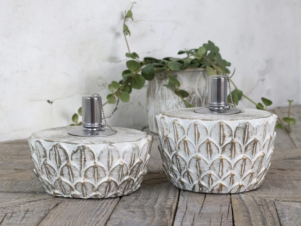 Bílo - zlatá antik olejová lampa Vittel - Ø 18*11 cm/ 90ml