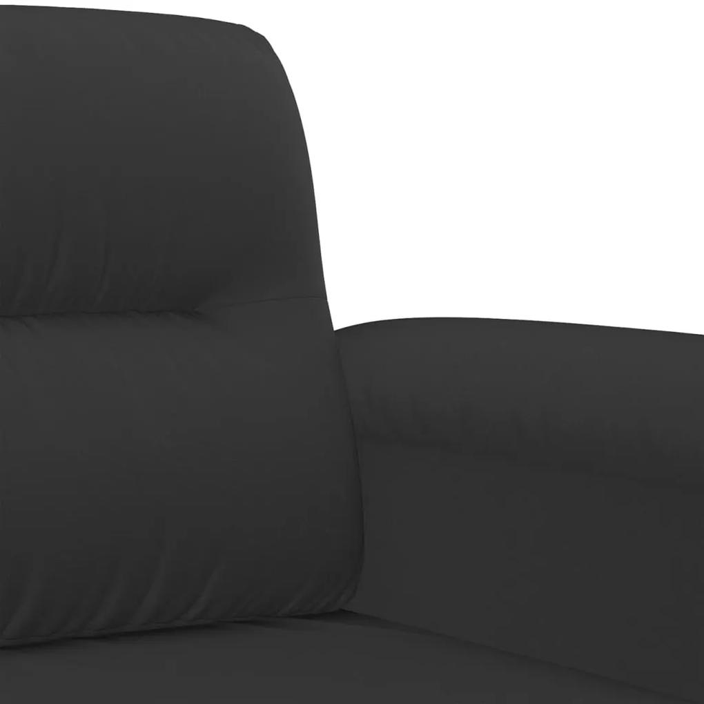 3místná pohovka černá 180 cm tkanina z mikrovlákna - Default Title