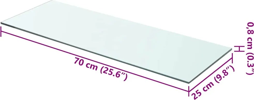 Policová deska sklo čiré 70x25 cm 243830