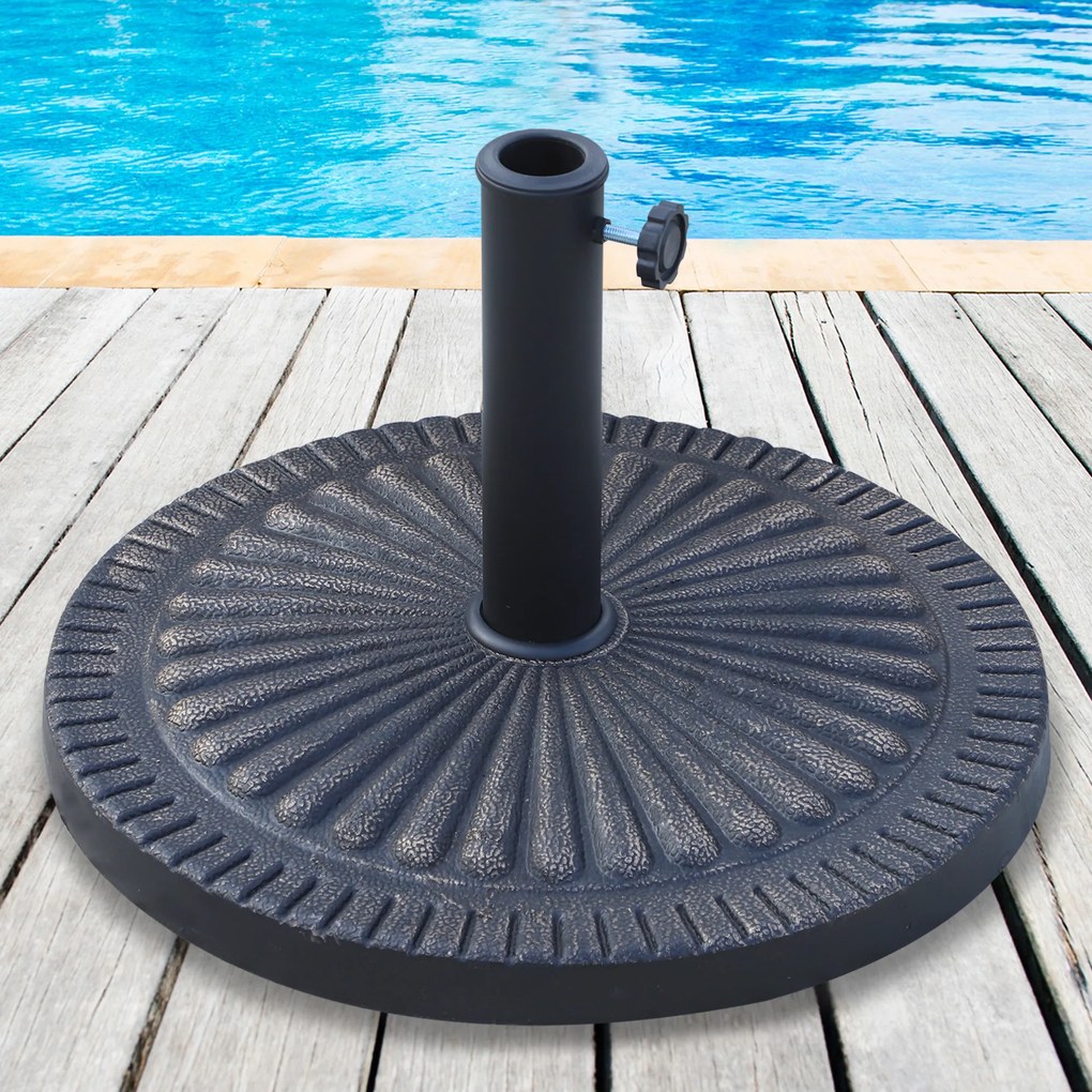 Základna pro slunečník Outsunny průměr 3,8-4,8 cm s květinovým motivem a knoflíkem, hmotnost 15 kg, zahradní pryskyřice 49x32 cm