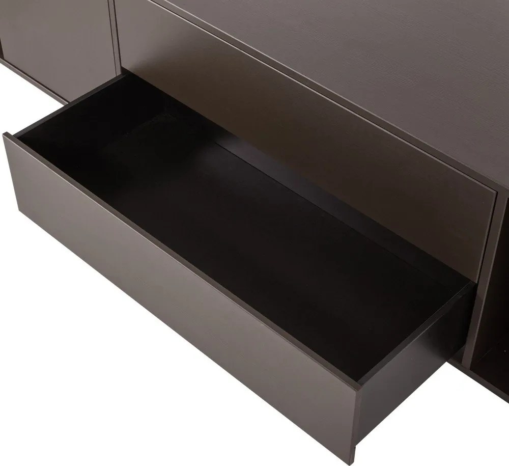 Tmavě hnědý TV stolek z borovicového dřeva 200x45x44 cm Settle Down – vtwonen