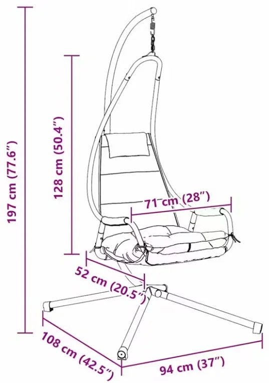 Závěsné křeslo, antracit/hnědá, NoBi DOBLA NEW