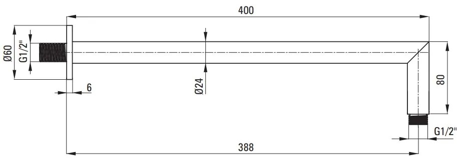 Deante Cascada, podomítkové sprchové rameno 40 cm, zlatá lesklá, DEA-NAC_Z45K