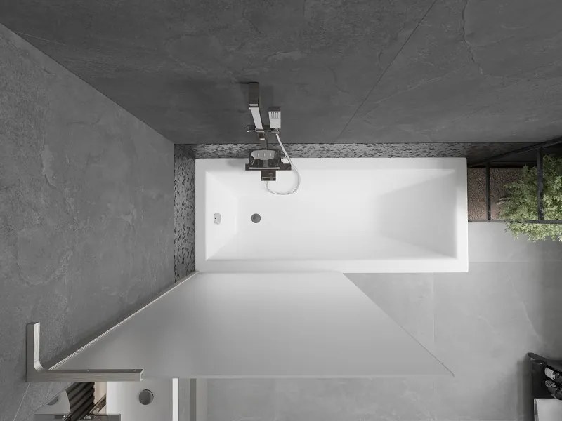 Mexen Next L, 1-křídlová vanová zástěna 90 x 150 cm, 6mm sklo námraza, 6mm čiré sklo, profil broušená ocel, 895-090-000-03-30-97
