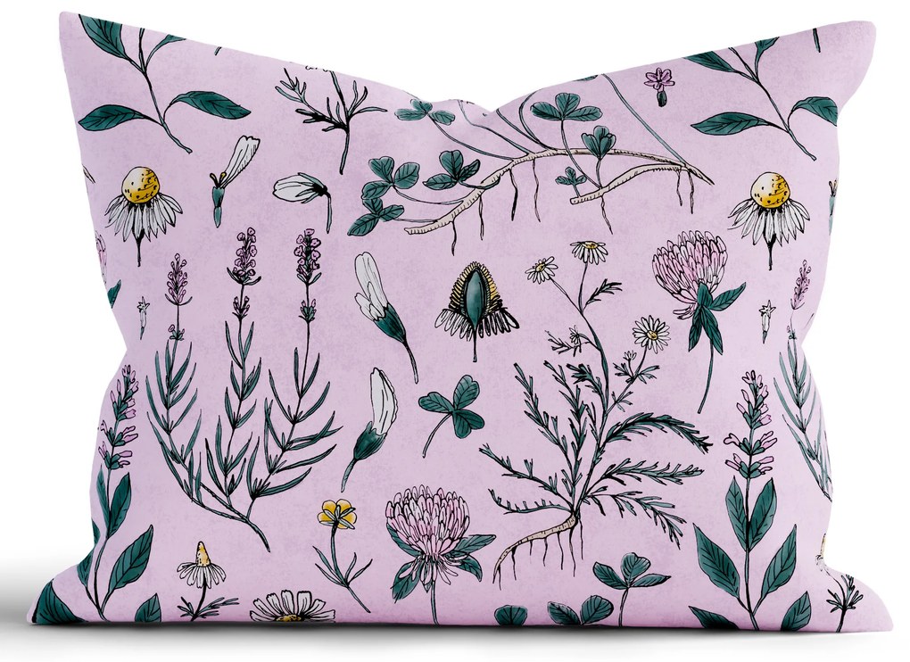 MK Lůžkoviny Bavlněný povlak na polštář Renforcé 70 x 90 cm - Herbář starorůžový