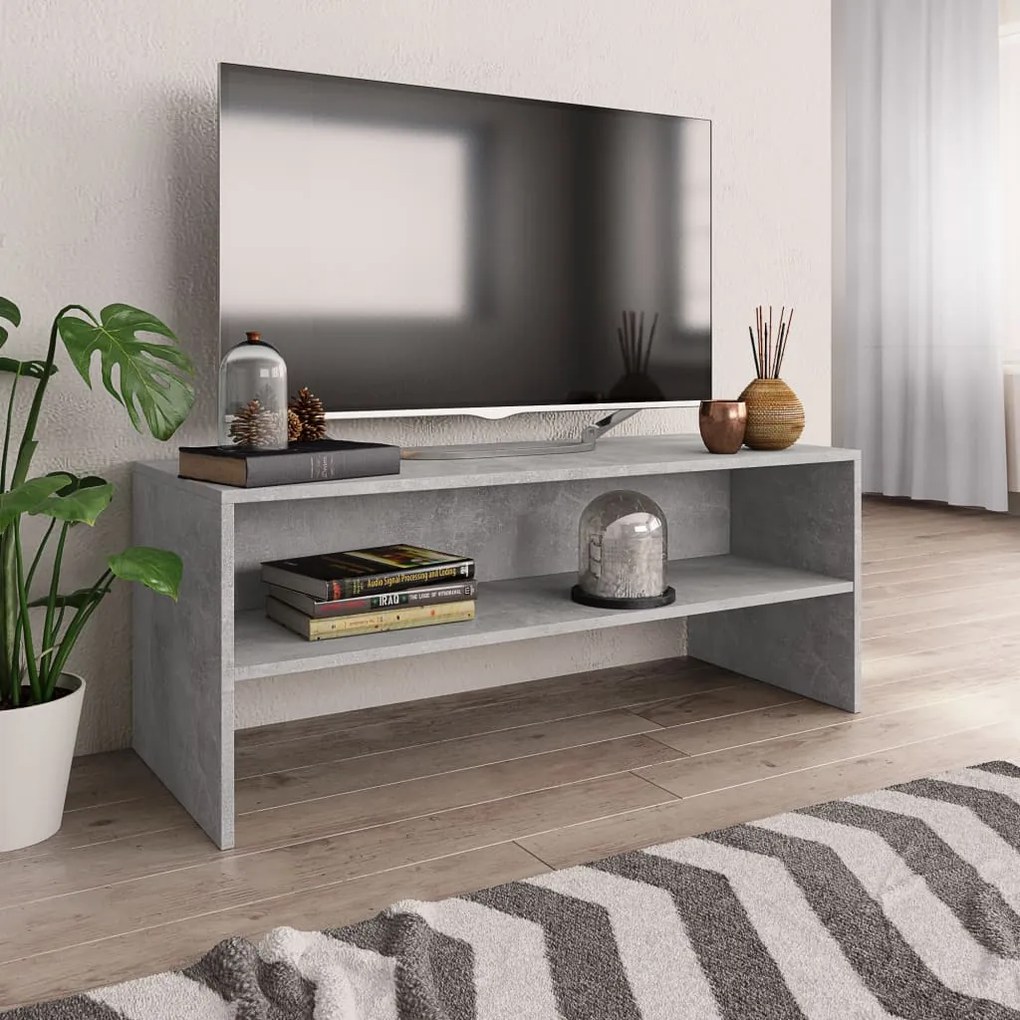 TV stolek šedý 100 x 40 x 40 cm kompozitní dřevo