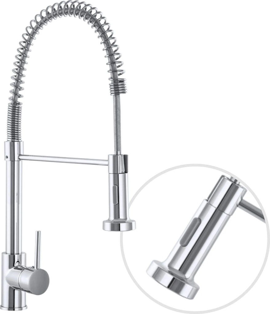 Gamma Solid, stojánková dřezová baterie s elastickou výlevkou, chromová, GMA-BSL-CH