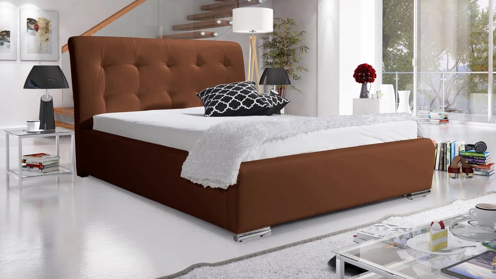 Eka Čalouněná postel Star - Eko-kůže 160x200 cm Barva látky Eko-kůže: Světlá béžová (01), Úložný prostor: S dřevěným rámem úložného prostoru
