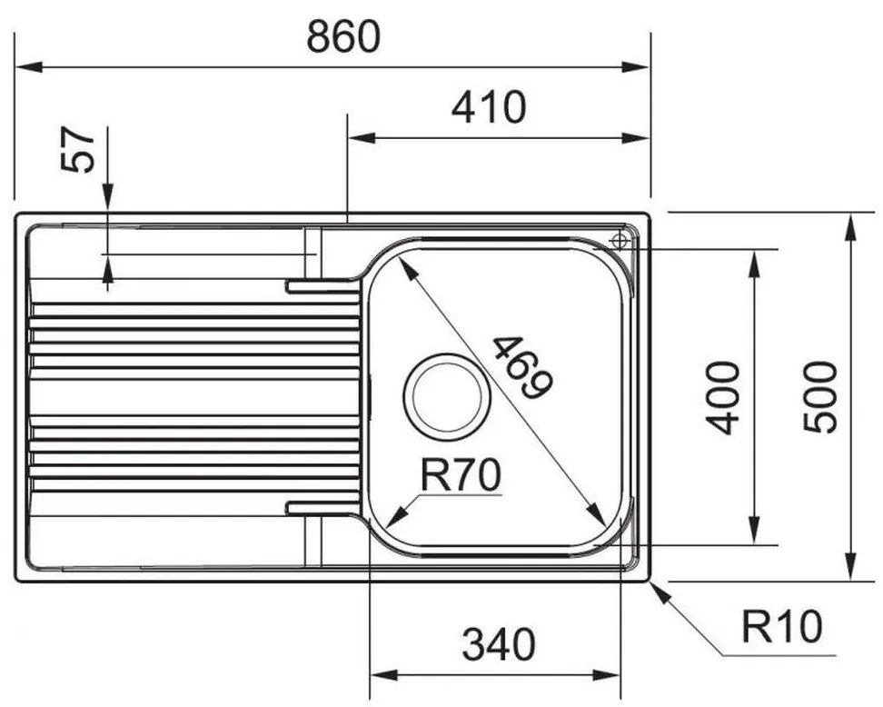 Franke Smart SRX 611-86, 860x500 mm, nerezový dřez 101.0395.016