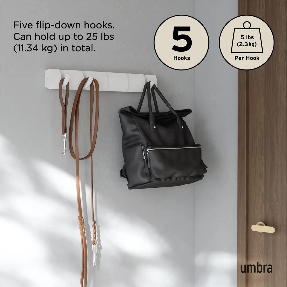 Matně bílý nástěnný věšák z borovicového dřeva 51 cm Flip – Umbra