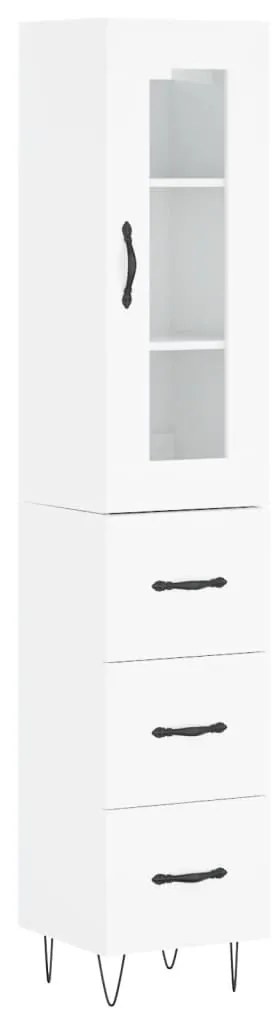 Skříň highboard bílá s vysokým leskem 34,5x34x180 cm kompozit,  3199267