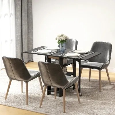 HOMCOM skládací kuchyňský stůl, skládací jídelní stůl s odnímatelnými 3 policemi a 2 sklápěcími deskami, moderní design 120 x 60 x 75 cm, černý