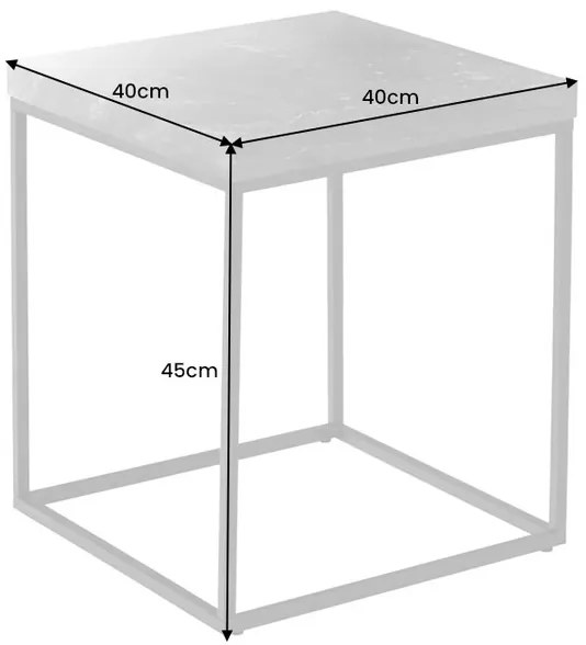 Designový odkládací stolek Haines 45 cm vzor bílý mramor
