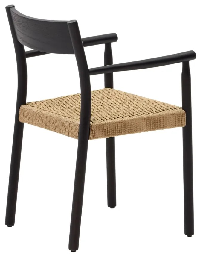 OnaDnes -20% Černá dubová jídelní židle Kave Home Yalia s výpletem