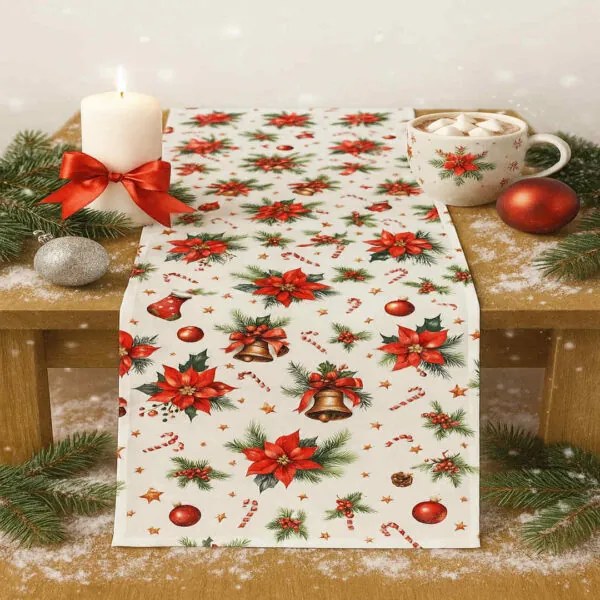 Vánoční ubrus Vánoční růže 40 x 170 cm TiaHome