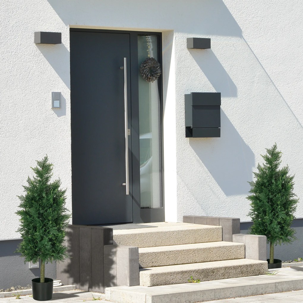 HOMCOM sada 2 umělých cedrů v květináči, výška 90 cm, jehličnan, 38L x 12,5B x 90V cm