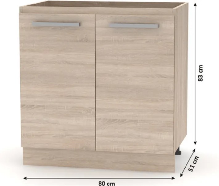Kuchyňská linka 2,4 m, dub sonoma, NOVA PLUS