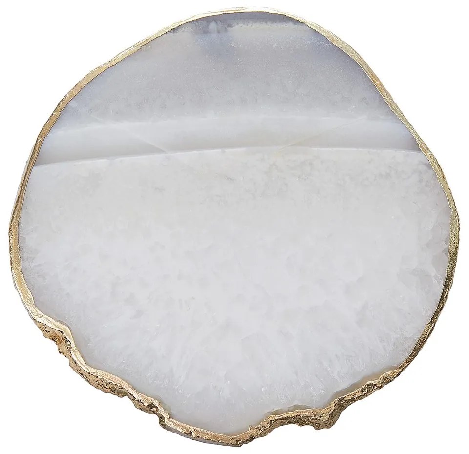 CRYSTAL Podtácek z drahých kamenů 10 cm - bílá