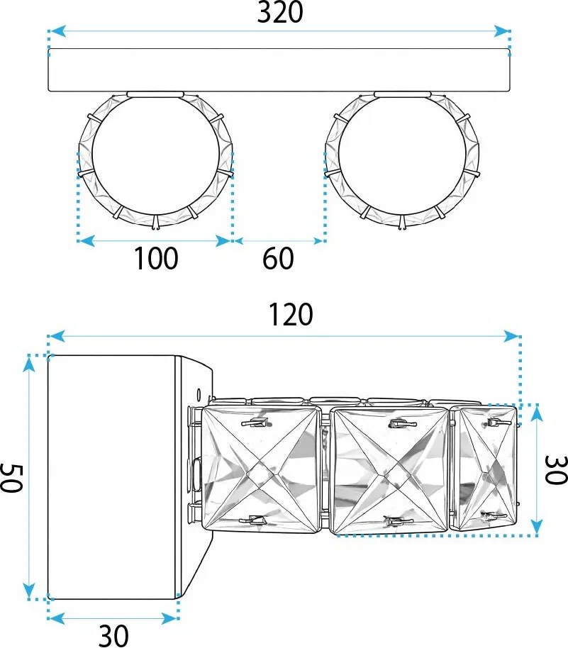 Toolight APP1937-2W, nástěnná LED svítilna, 320 mm, zlatá lesklá, OSW-66071