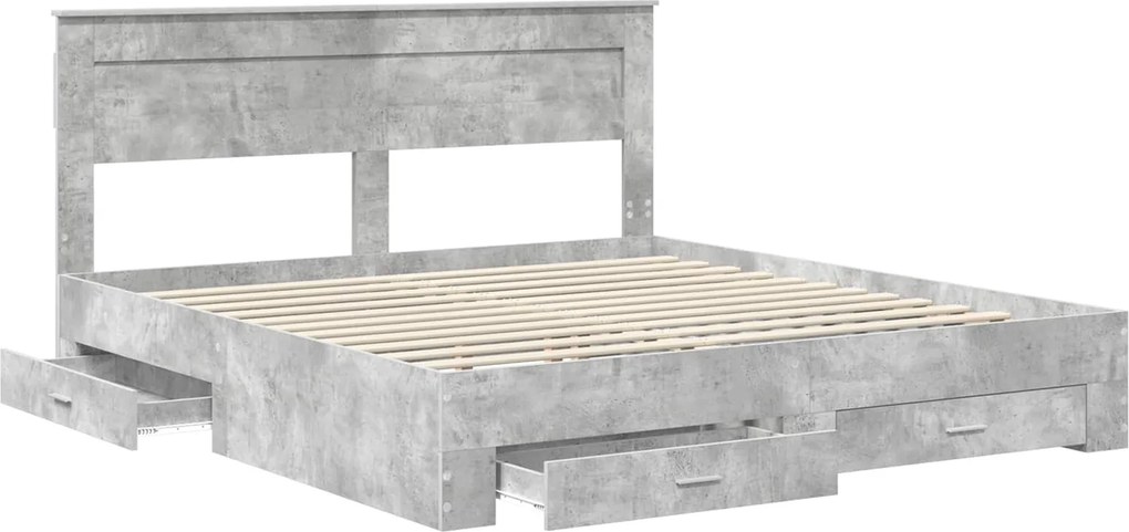 Rám postele s čelo Betonově šedá 180 x 200 cm Kompozitní dřevo 3409961