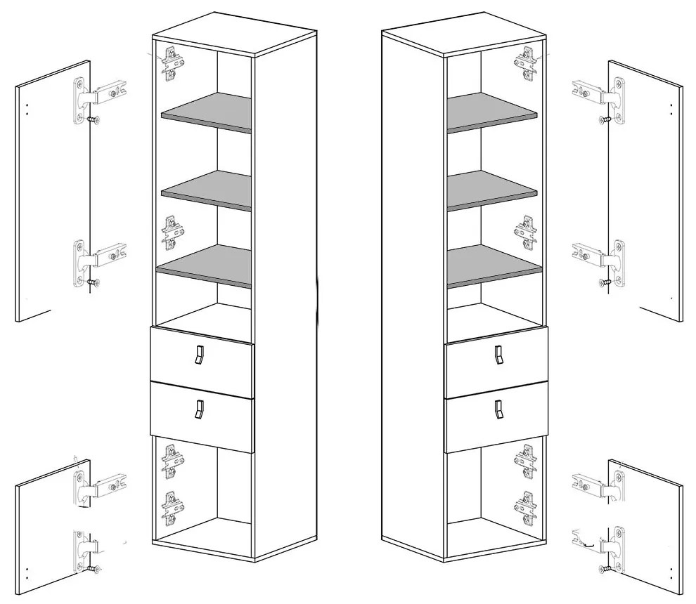 PLANET m | regál PL4 UNI | 45 cm | modrá/dub/bílá