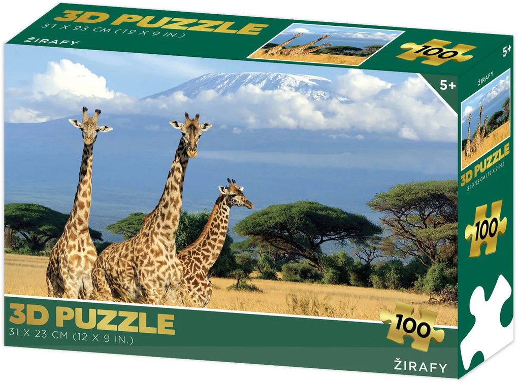 _Ostatní 1_ PUZZLE 3D Žirafy 31x23cm 100 dílků skládačka v krabici 206345