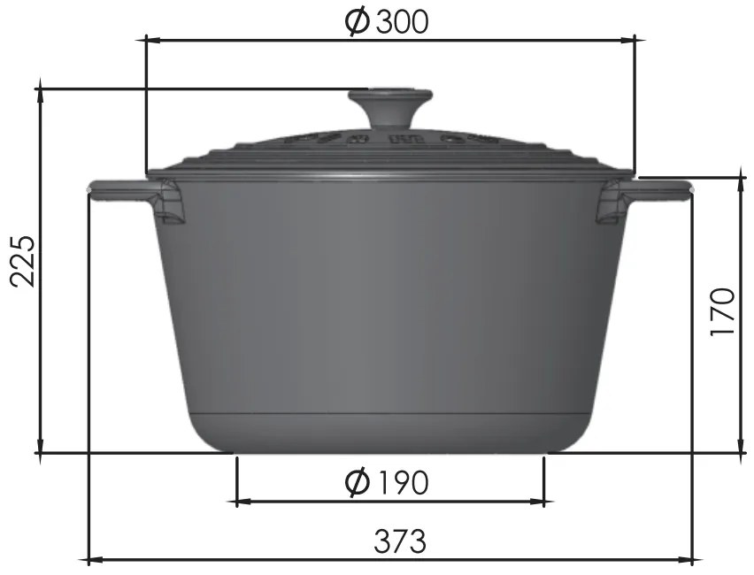 Litinový hrnec s víkem 8,6 l