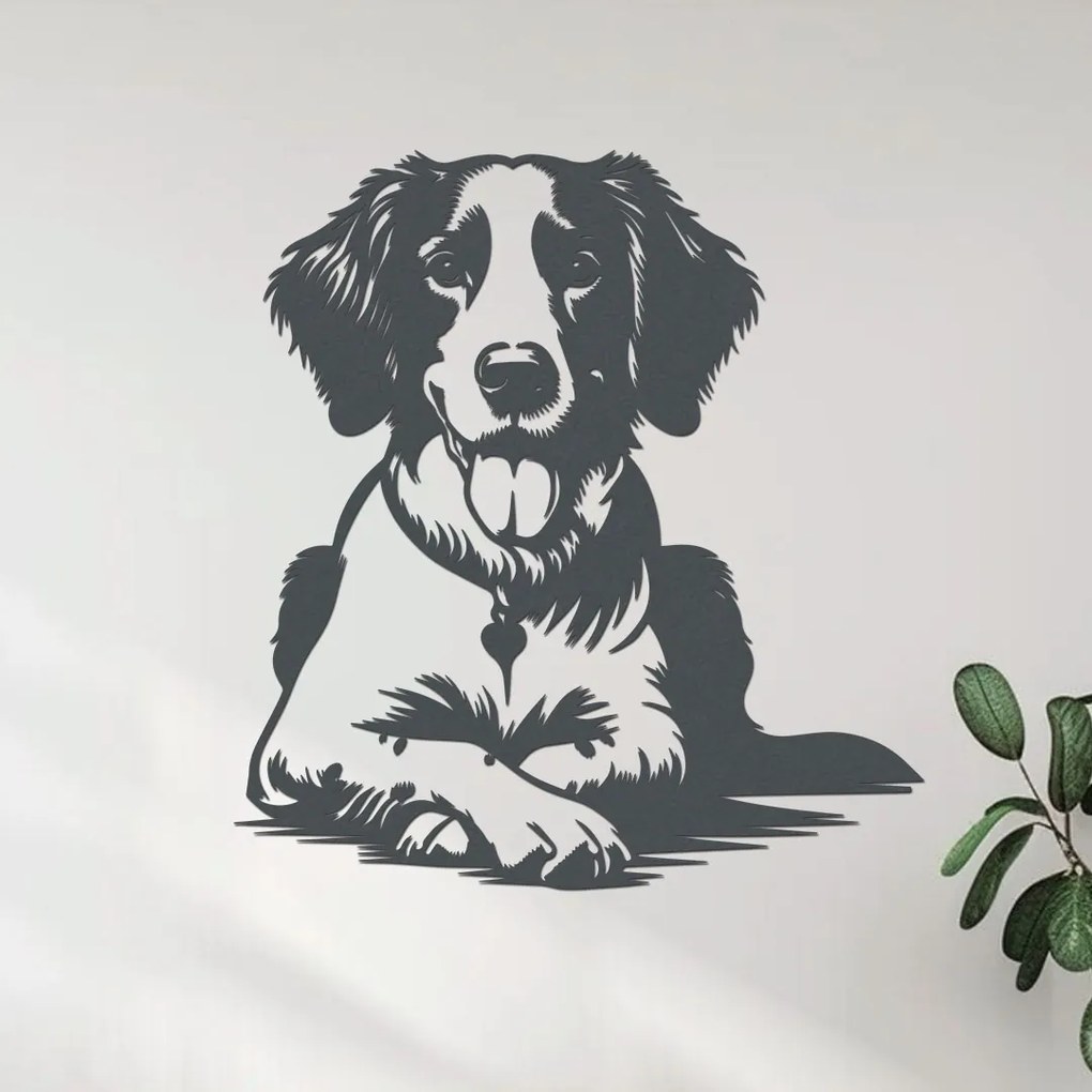 dřevo života Dřevěný obraz Bretaňský ohař Zvolte rozměr (cm): 38x40, Zvolte barvu dekoru: Černá