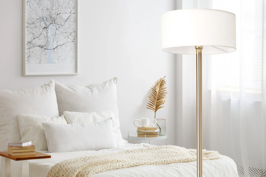Toolight - Podlahová stojací lampa E27 APP966-3F, zlatá-bílá, OSW-04051