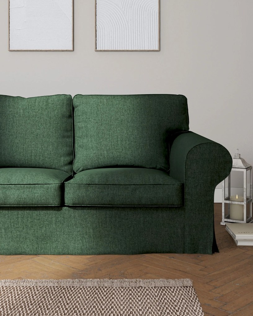 Potah na pohovku IKEA Ektorp 3-místná, rozkládací STARÝ MODEL PIXBO barva zelená látka pletený vzor