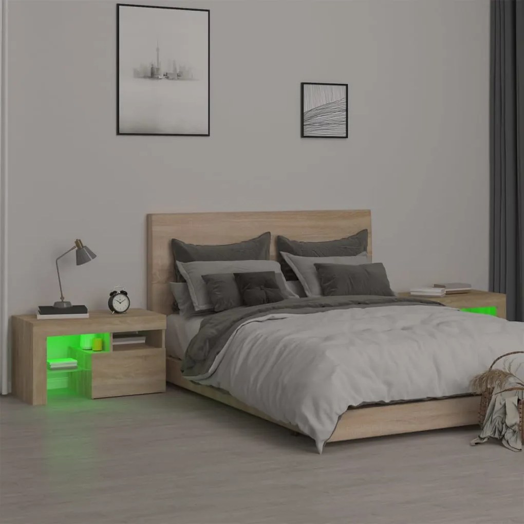 Noční stolky 2 ks s LED osvětlením dub sonoma 70 x 36,5 x 40 cm 3152772